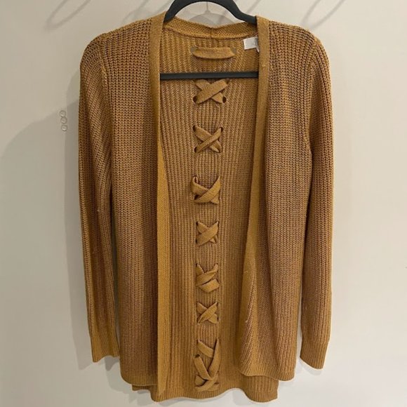 PINQUE | Sweaters | Pinque Knit Cross Back Cardigan Mustard Yellow Xs ...